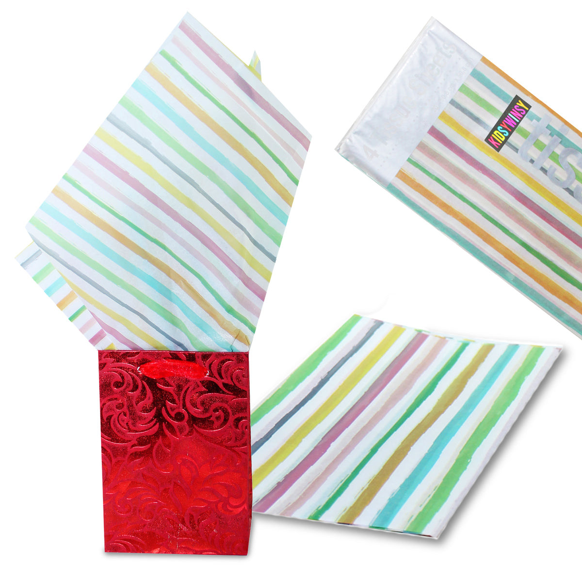 Shop Watercolor Stripes Printed Pack of 4 Sheets Online | Kidsy Winsy